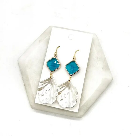 Jewelry | Acrylic Earrings Ocean Blue Shell Earrings | Poshmark
